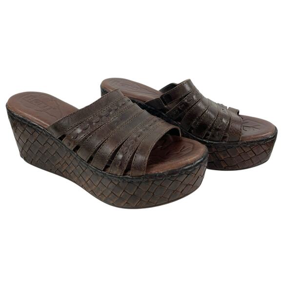 Born | Shoes | Born Ledisi Expresso Leather Platform Slide Sandals Size ...